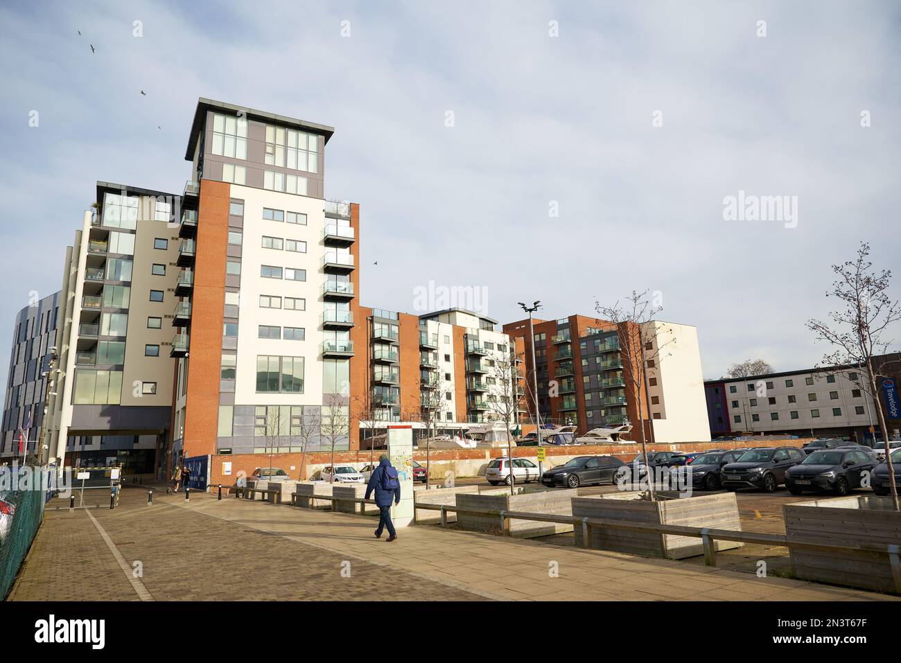 High rise building overlooking Ipswich marina, Suffolk, UK Stock Photo ...