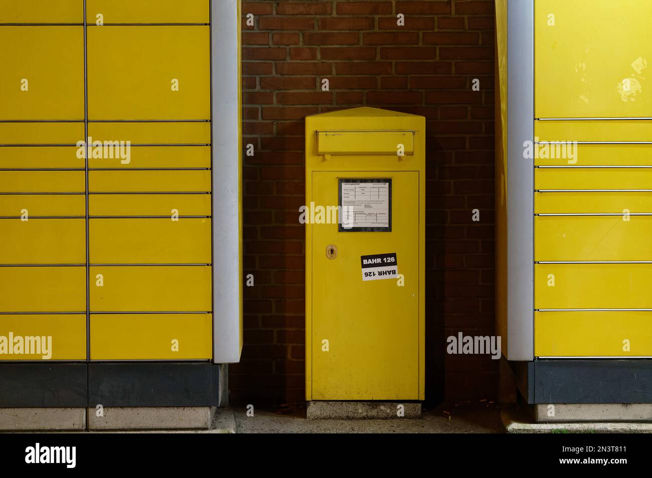 Cologne, Germany. 08th Feb, 2023. A Deutsche Post mailbox stands next ...