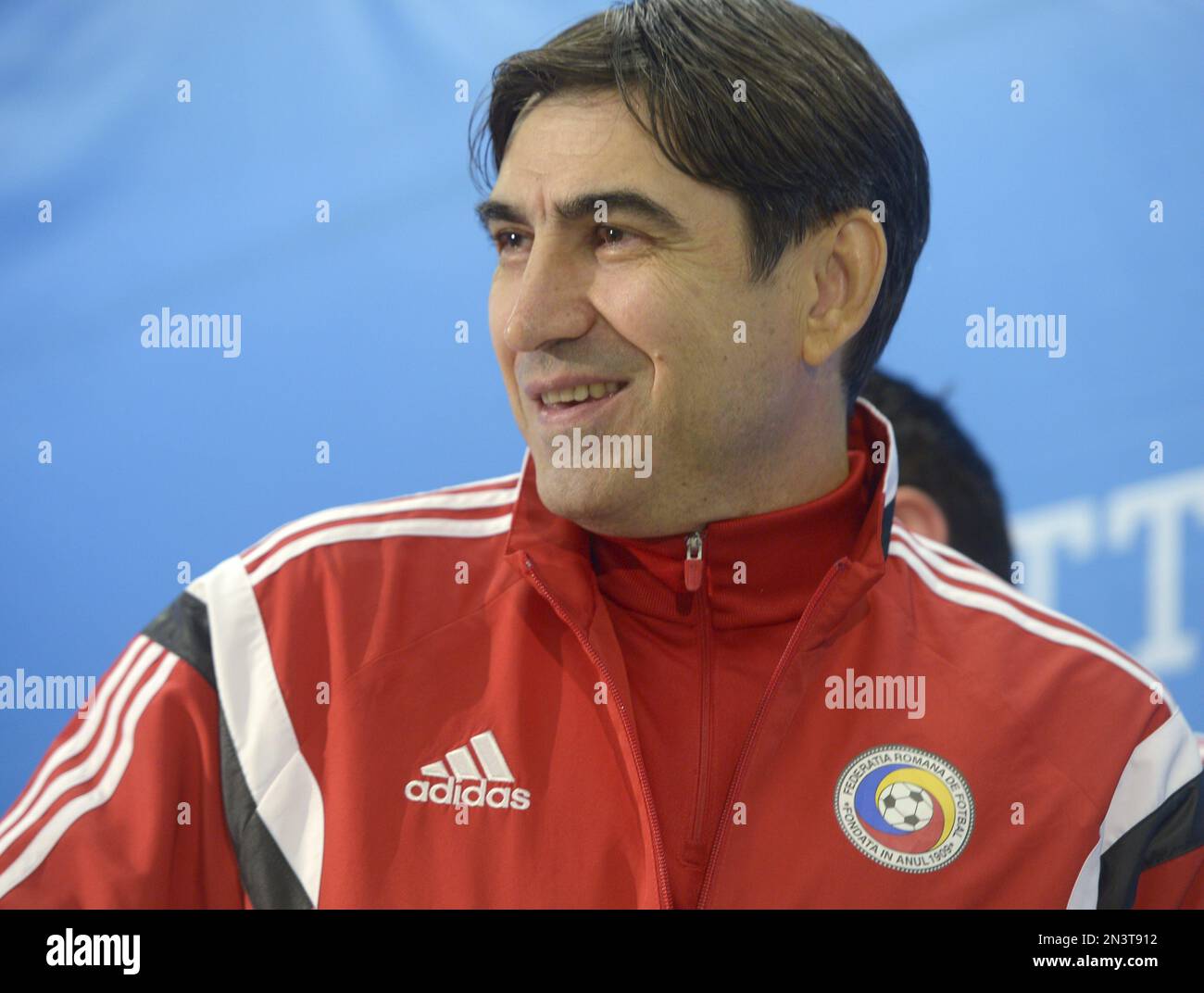 Romania's head soccer coach Victor Piturca attends his team's press ...