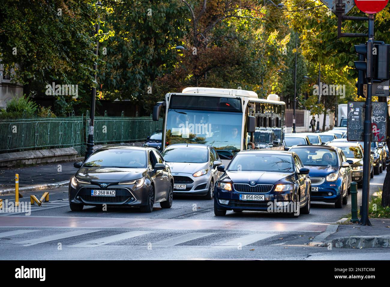 Bus in traffic. STB public transport Bucharest, Romania, 2022 Stock ...