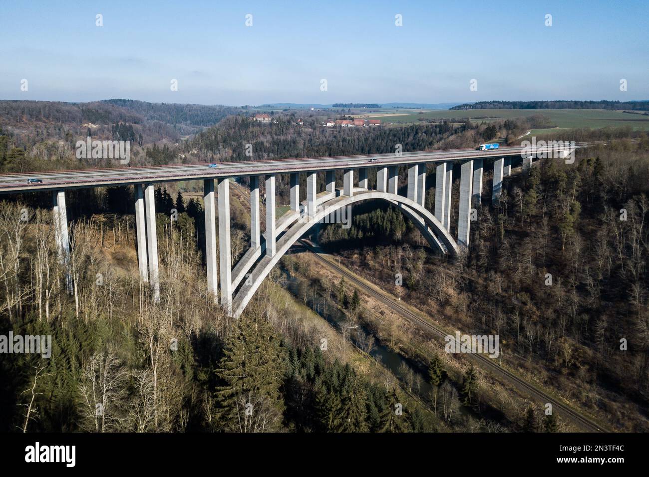 Rottweil, Germany. 07th Feb, 2023. The Neckarburg bridge near Rottweil ...