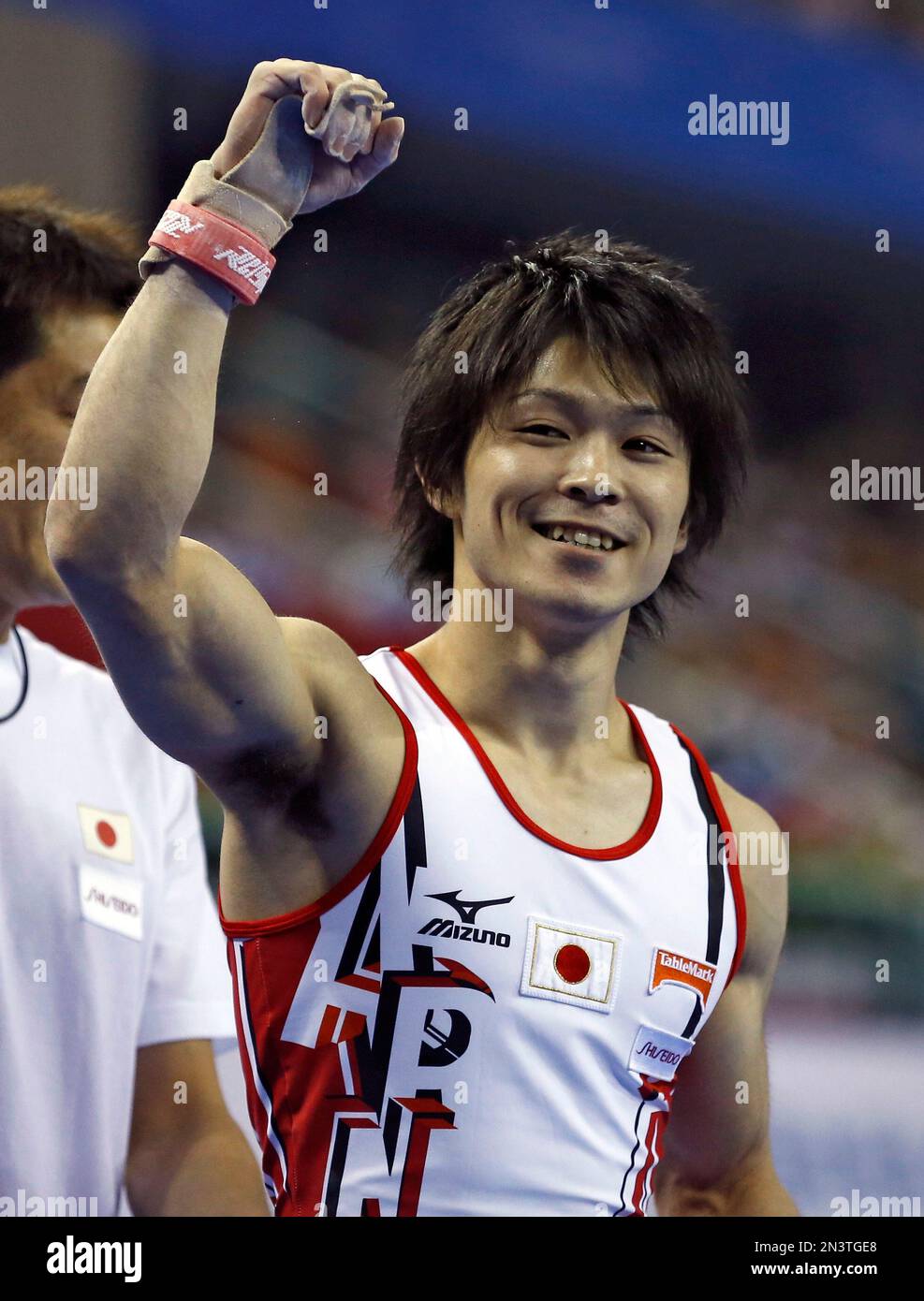 Japan's Kohei Uchimura gestures after completing his performance at the ...
