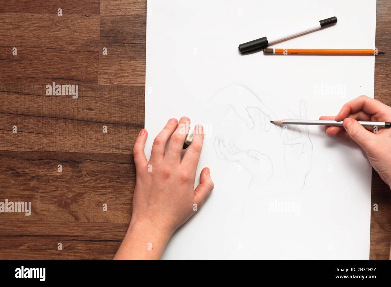 Crop unrecognizable artist drawing hi-res stock photography and images ...