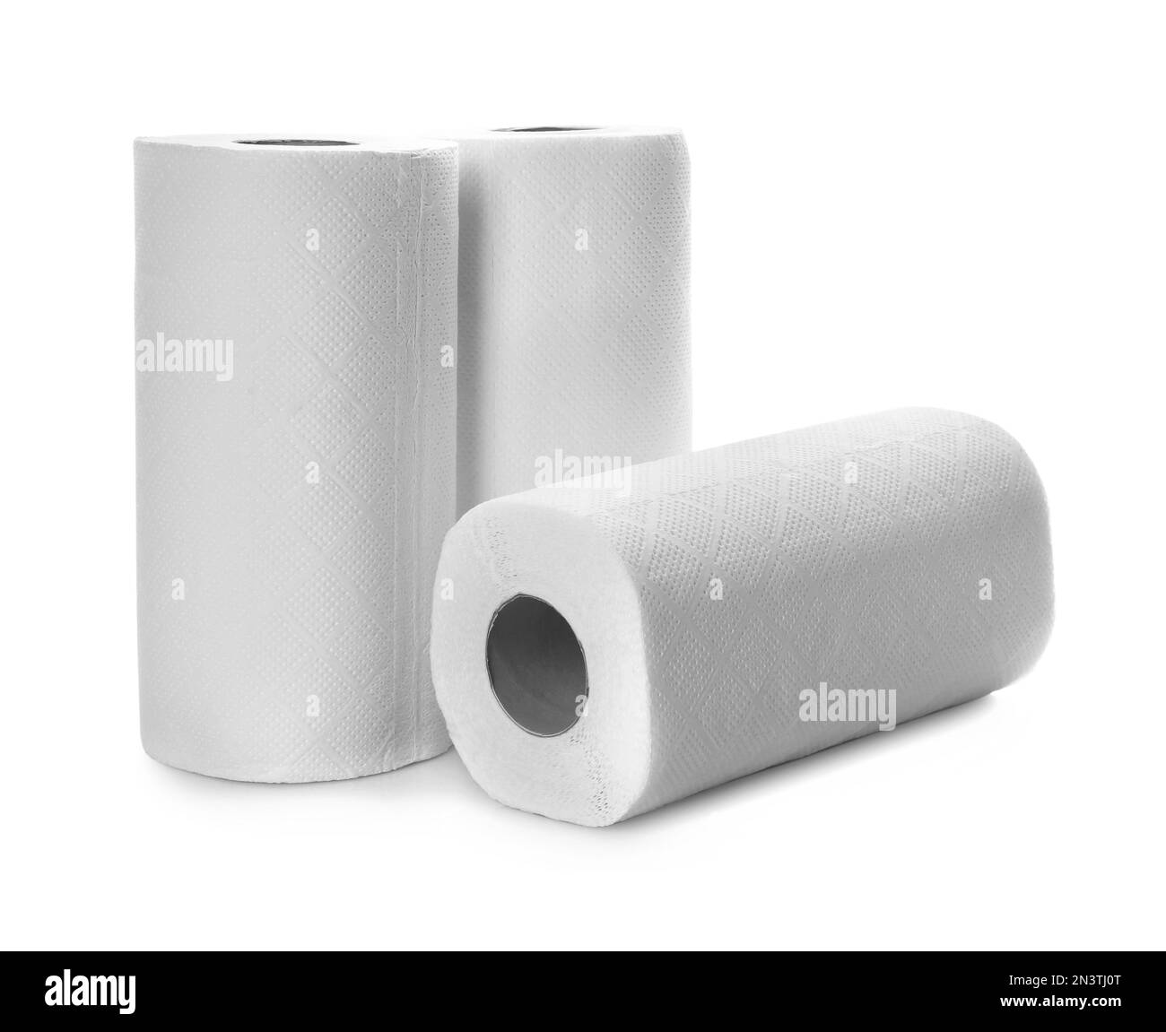 Rolls of paper tissues on white background Stock Photo - Alamy