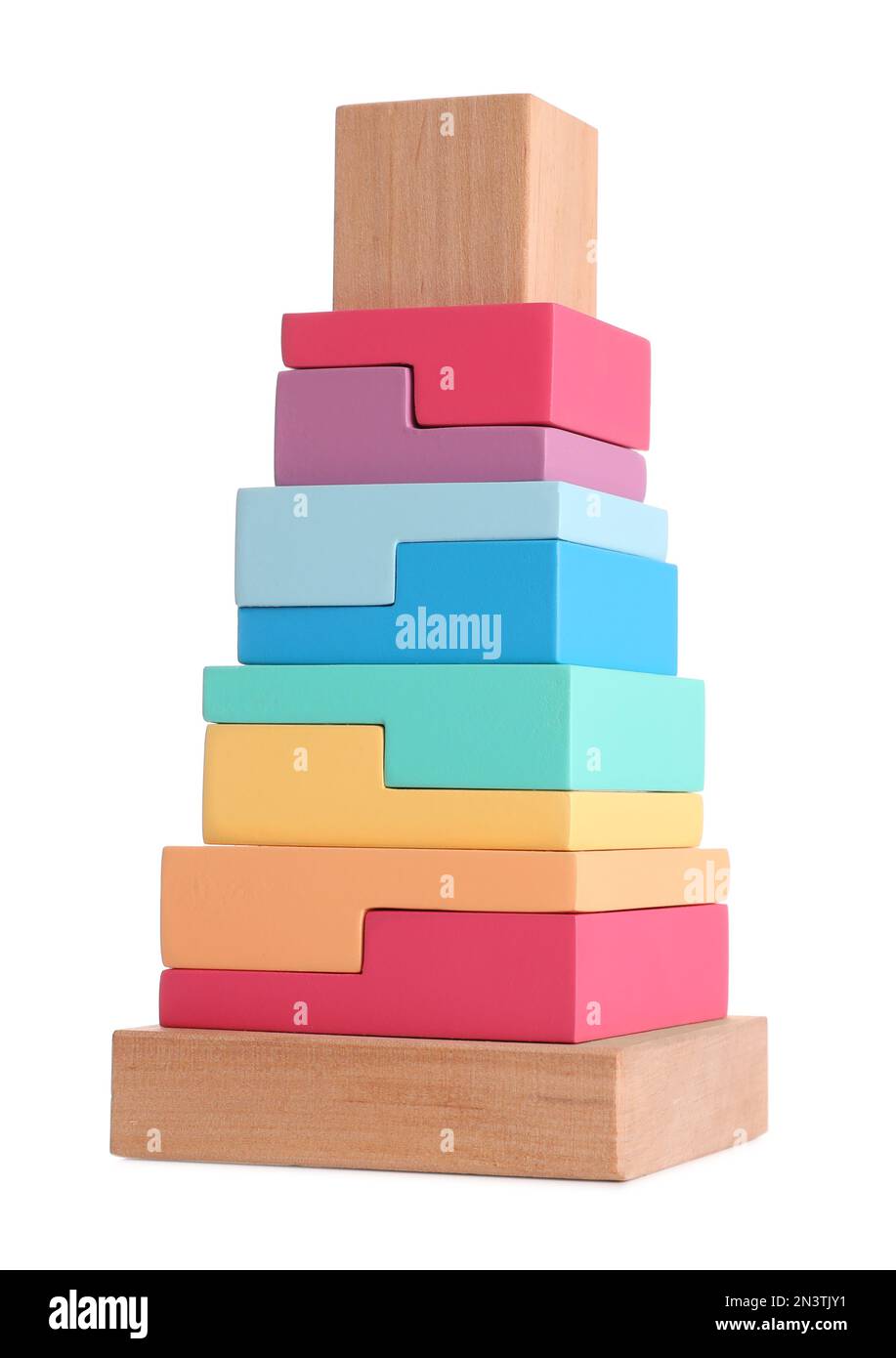 Stack of colorful wooden blocks on white background Stock Photo - Alamy