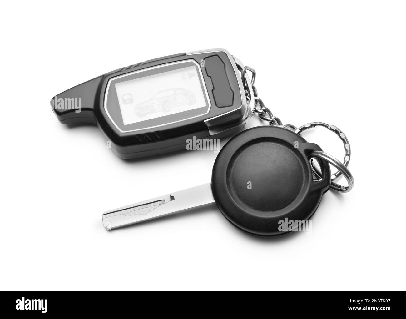 Modern car key with remote control isolated on white Stock Photo - Alamy