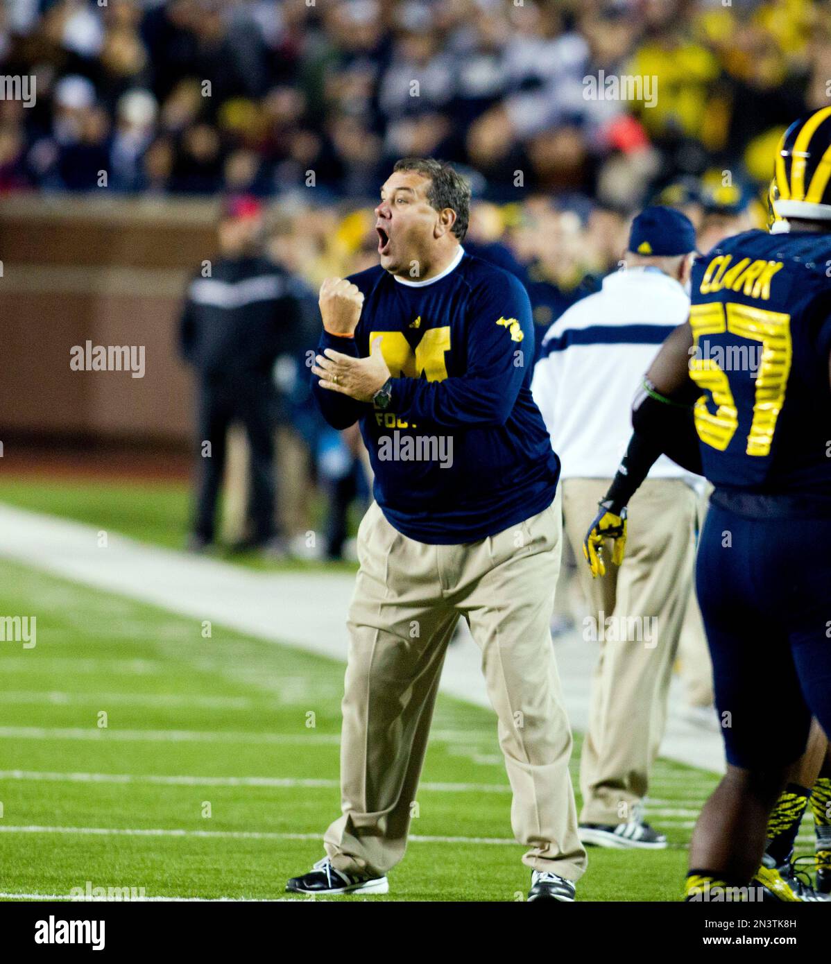 Michigan head coach Brady Hoke reacts on the sideline in the fourth ...