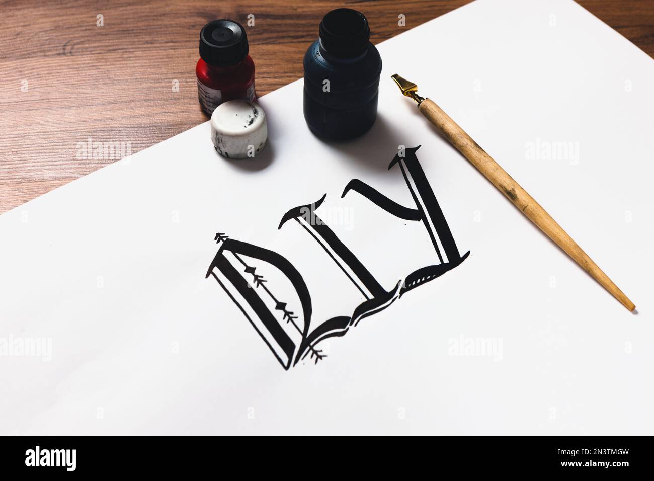 Calligraphy painter workplace Stock Photo - Alamy