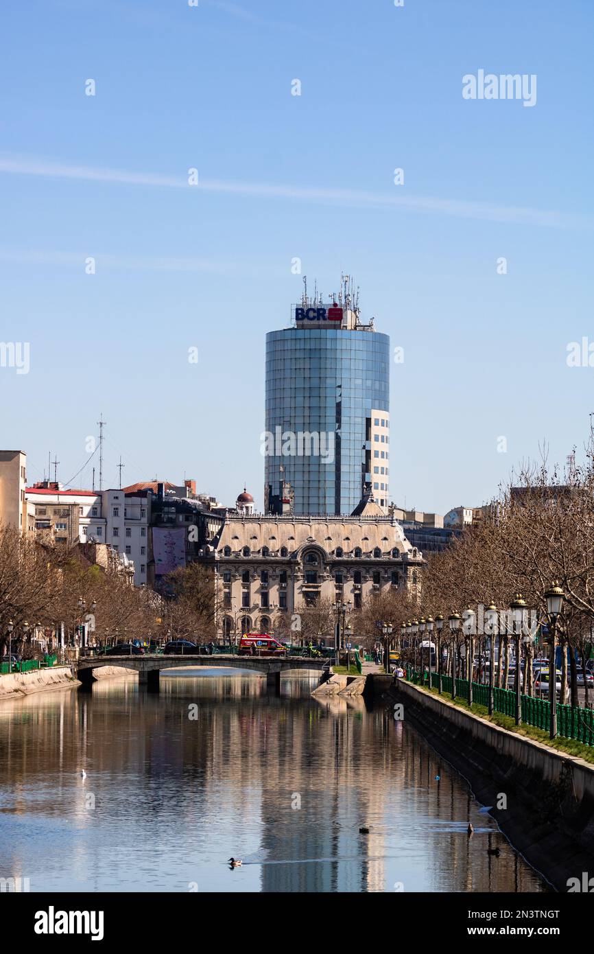 Bridge over Dambovita River. Cityscape Bucharest, Romania, 2023 Stock ...