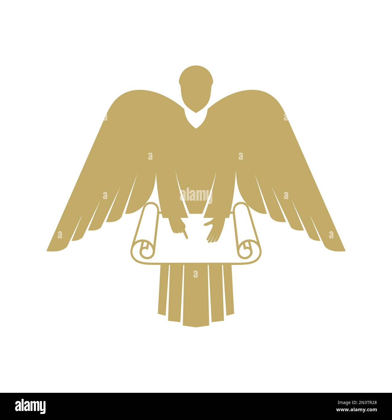 Vector illustration. An angel, God's herald, holds a holy scroll Stock ...