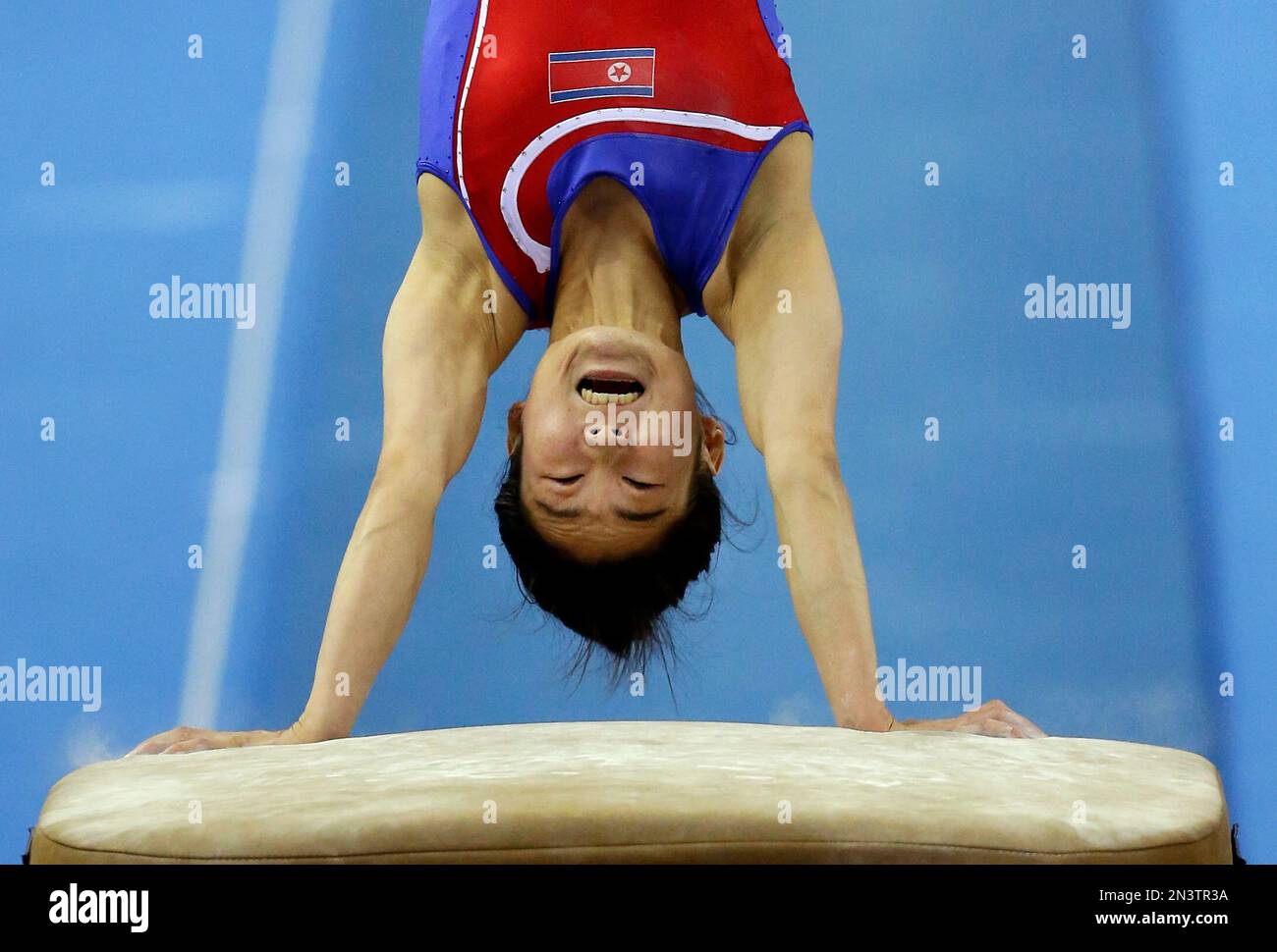 North Korea's Hong Un Jong performs during the women's vault final of ...