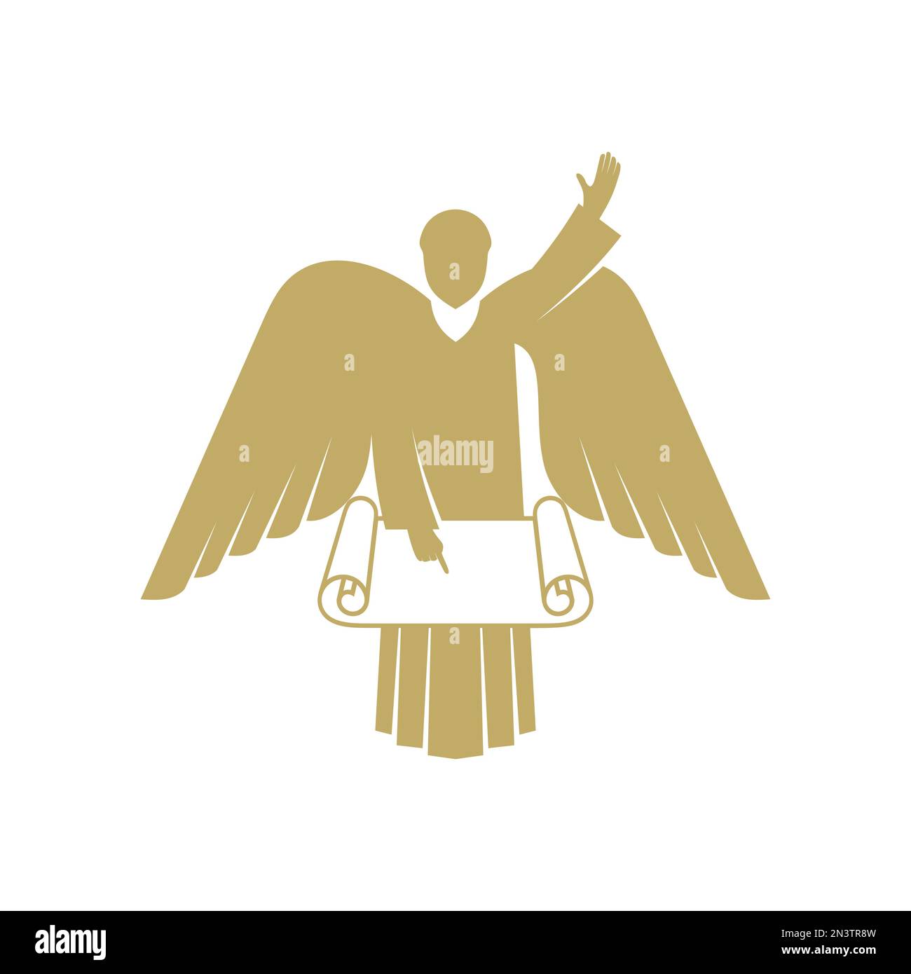 Vector illustration. An angel, God's herald, holds a holy scroll Stock ...
