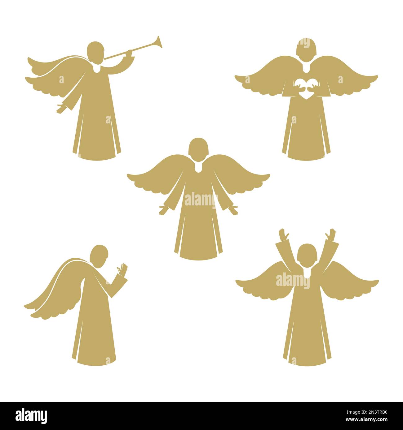 Vector illustration. A set of angels in various poses Stock Vector ...