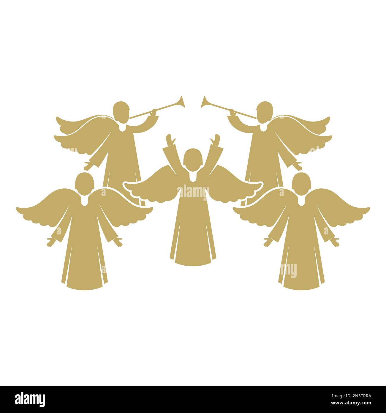 Vector illustration. Angels sing and praise God in heaven Stock Vector ...