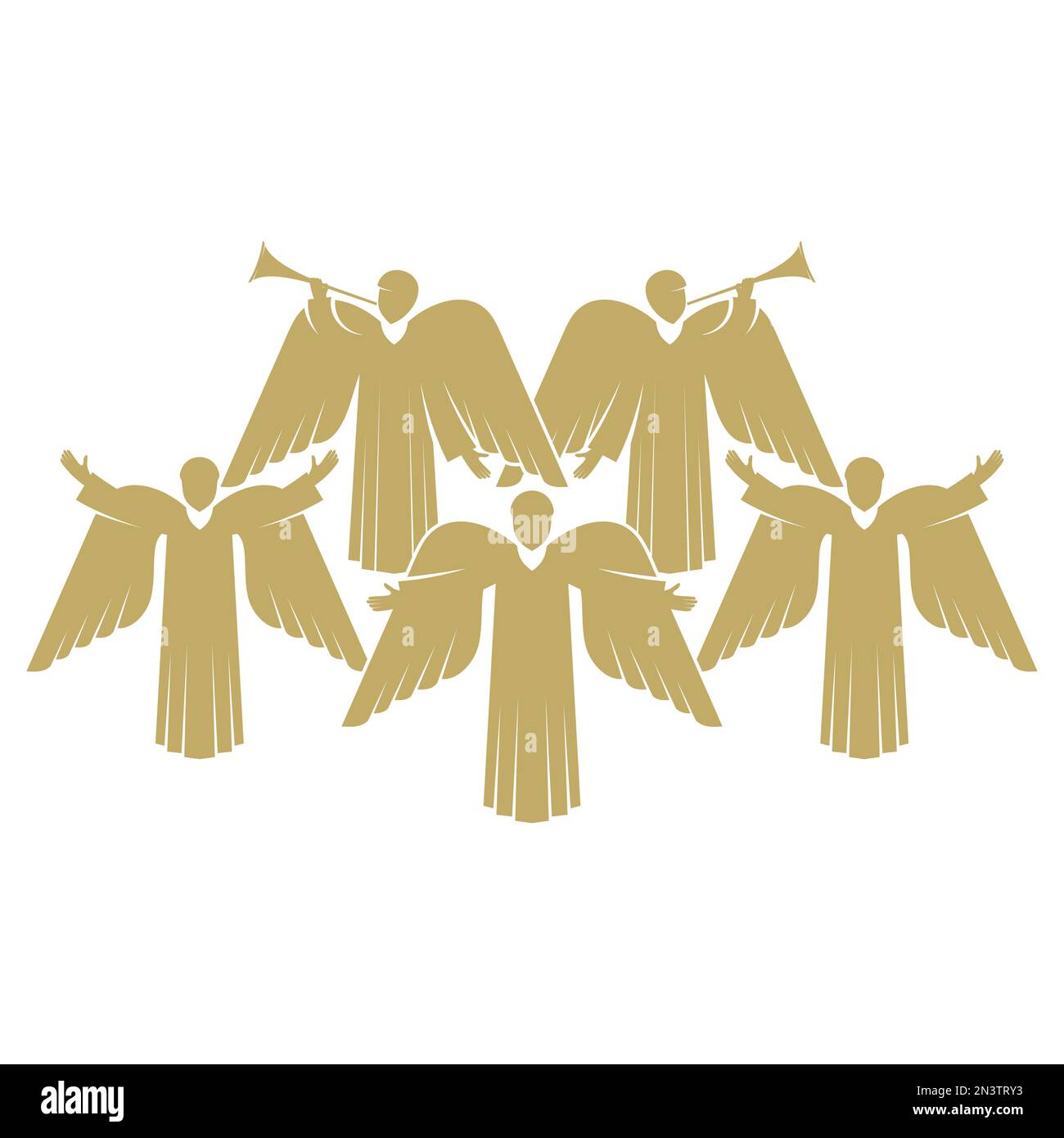 Vector illustration. A chorus of angels praising God in heaven Stock ...