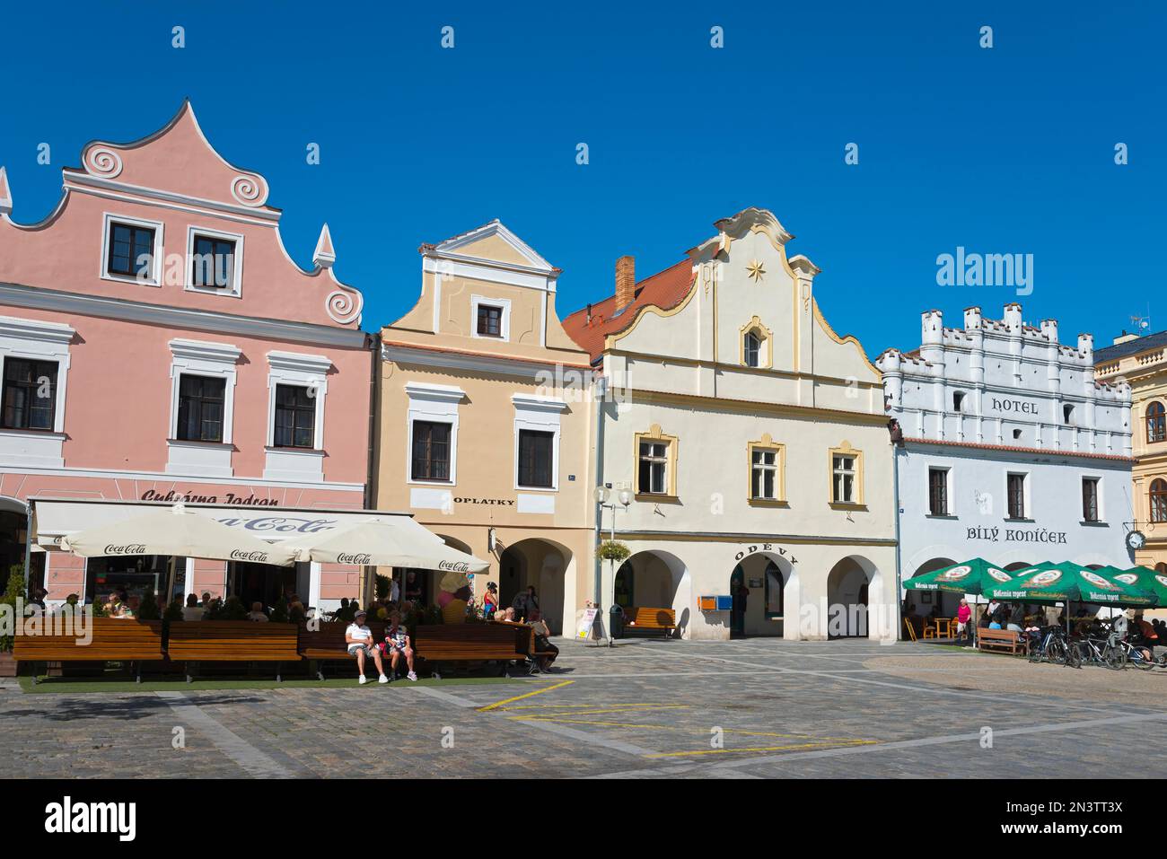 Historical houses at Masarykovo namesti, Masaryk Square, Trebon ...