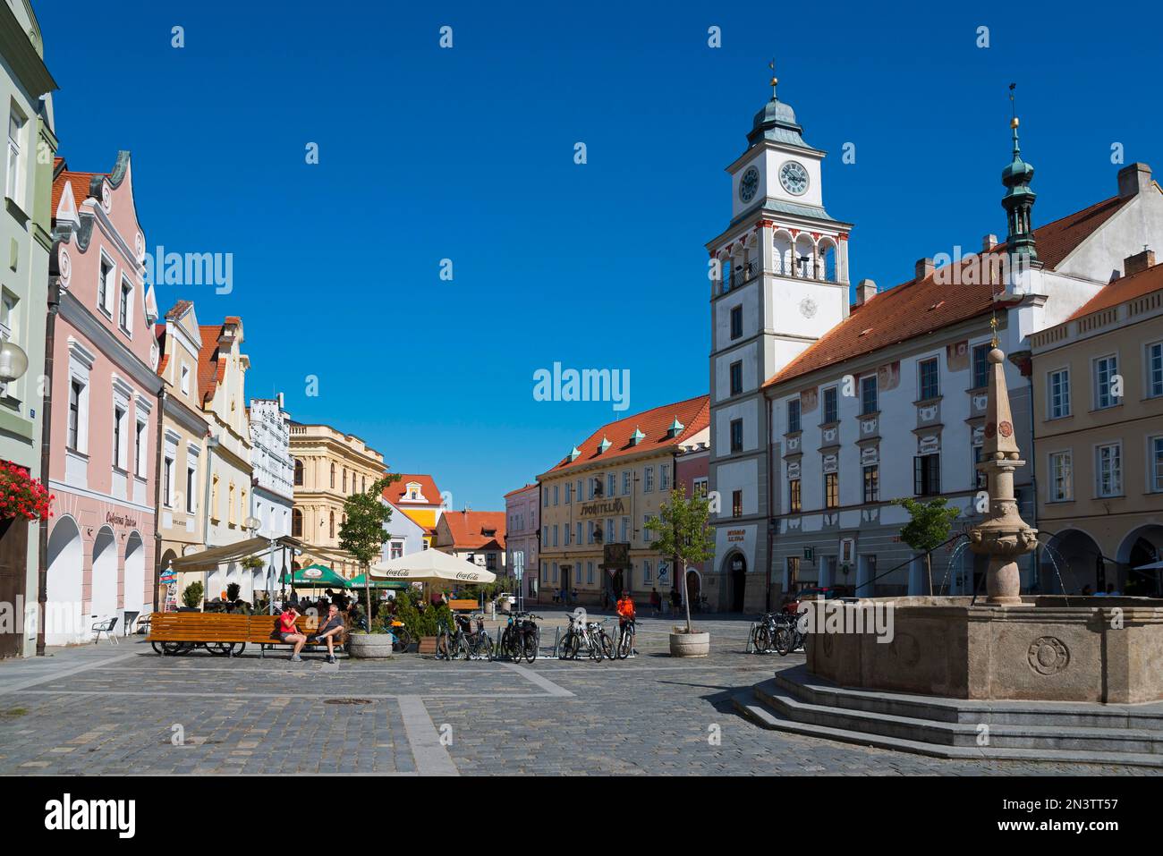 Historical houses and fountains at Masarykovo namesti, Masaryk Square ...