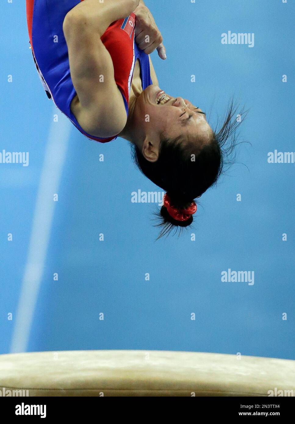 North Korea's Hong Un Jong performs during the women's vault final ...