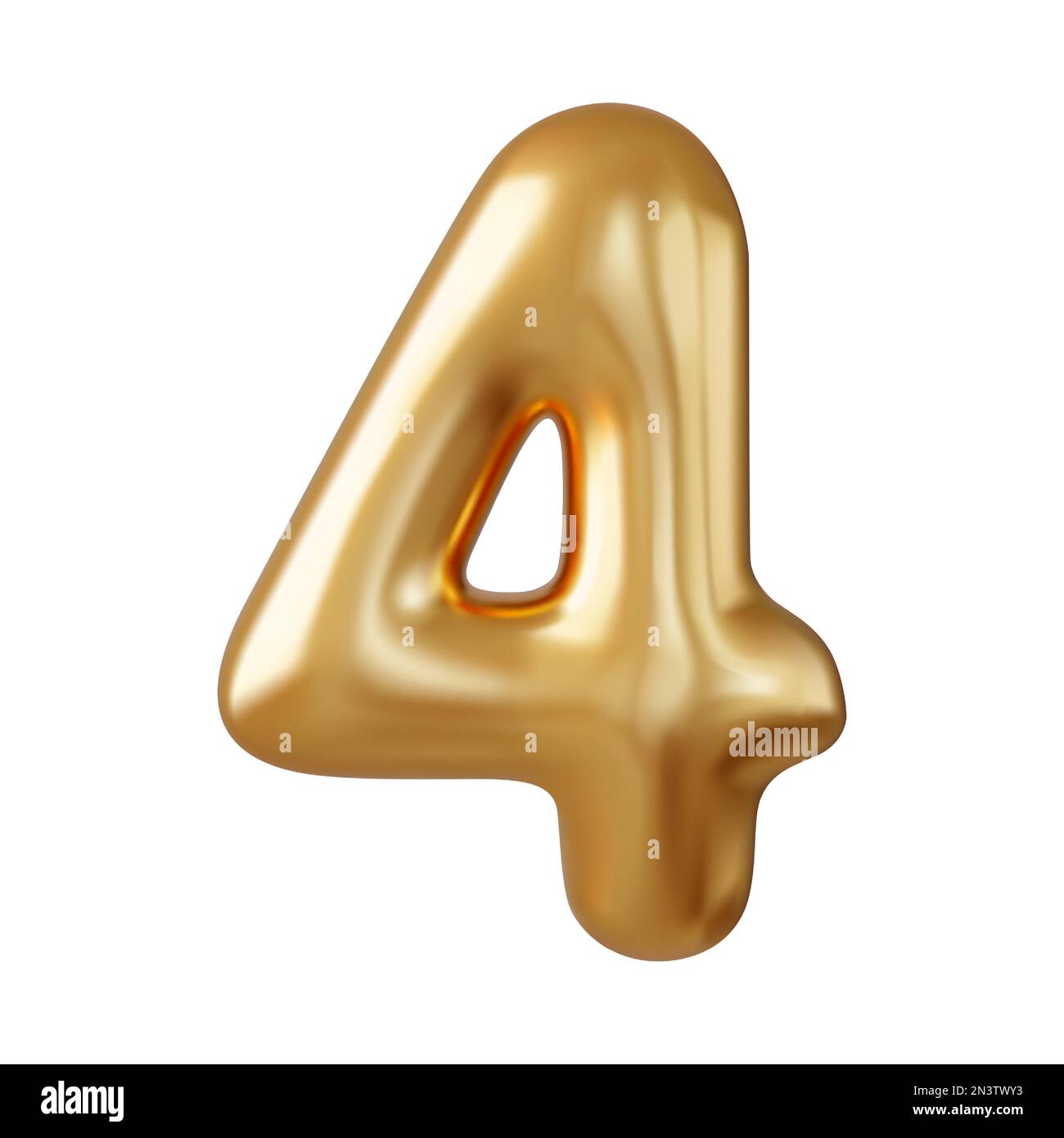 3d Number 4. Four Number sign gold color Stock Vector Image & Art - Alamy
