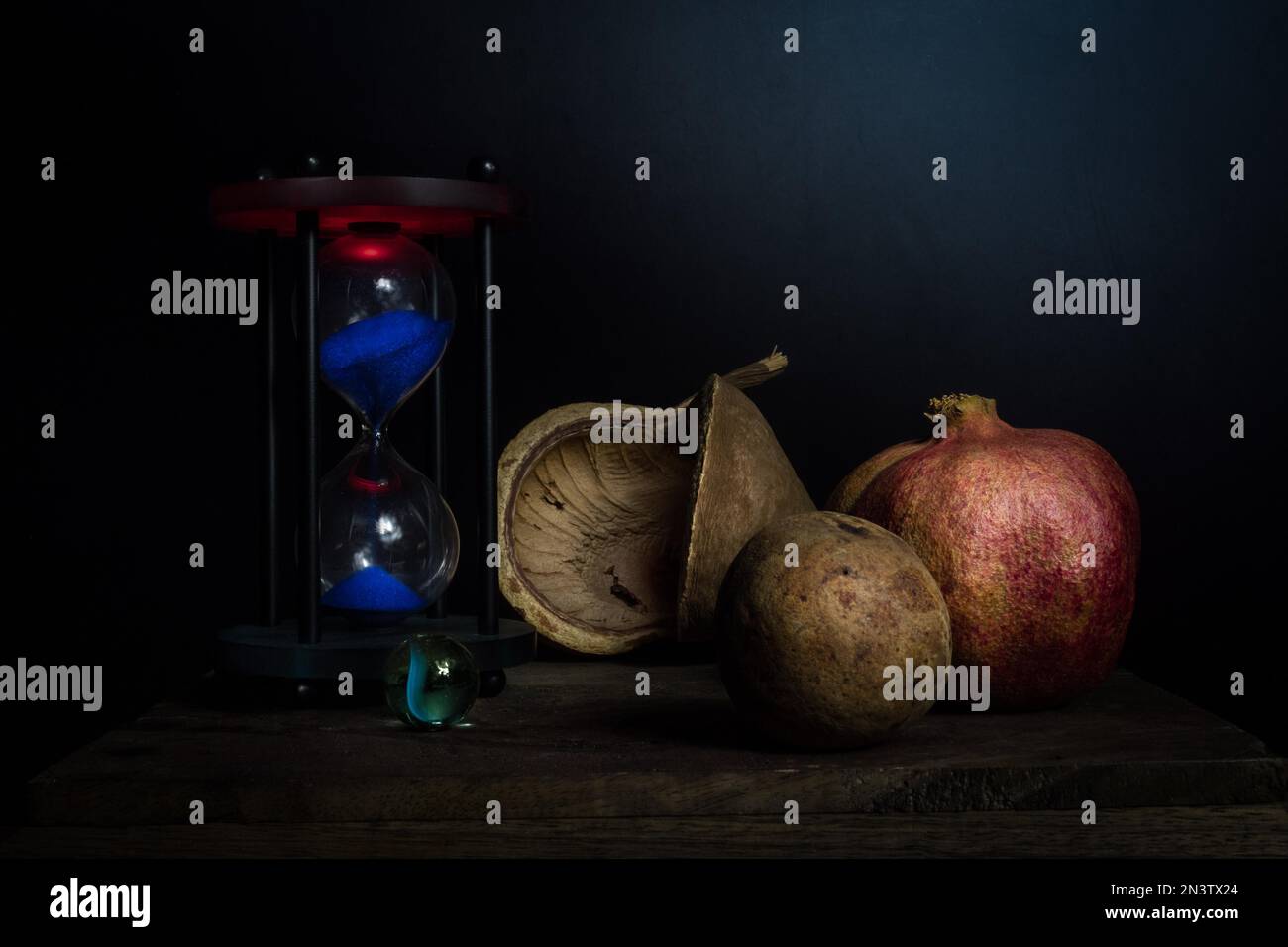 Still Life with Hourglass, Pomegranate, Wooden Ball, Glass Ball and ...