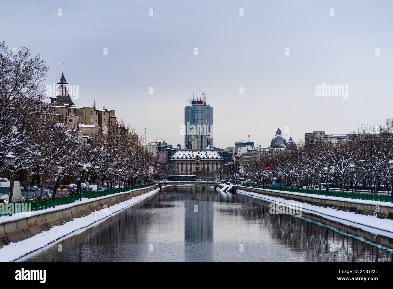 Bridge over Dambovita River. Cityscape Bucharest, Romania, 2023 Stock ...