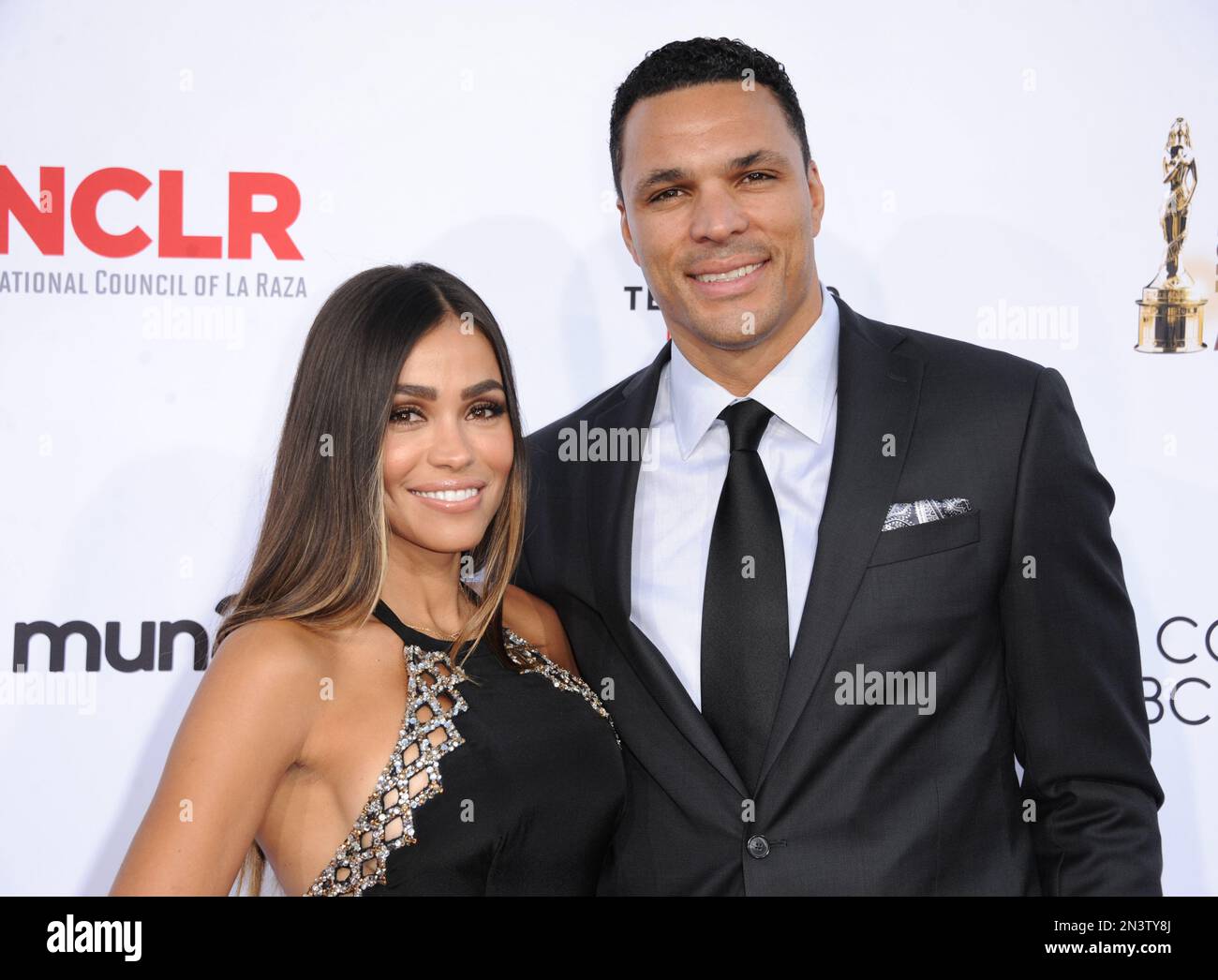 October Gonzalez, left, and Tony Gonzalez arrive at the NCLR ALMA ...