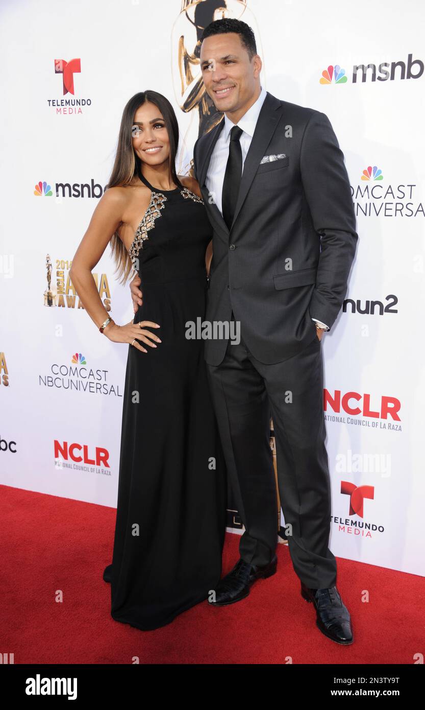 October Gonzalez, left, and Tony Gonzalez arrive at the NCLR ALMA ...
