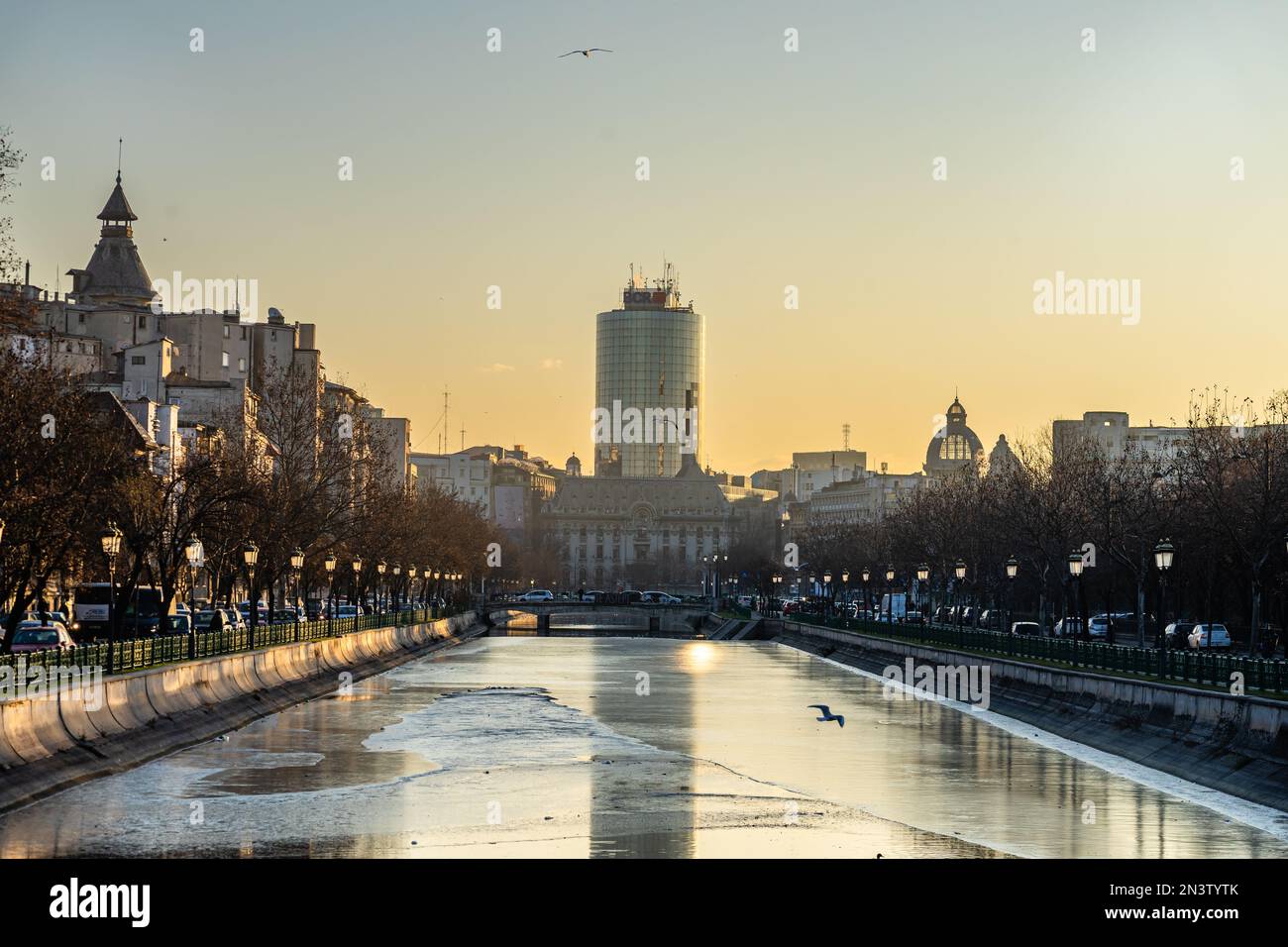 Bridge over Dambovita River. Cityscape Bucharest, Romania, 2023 Stock ...