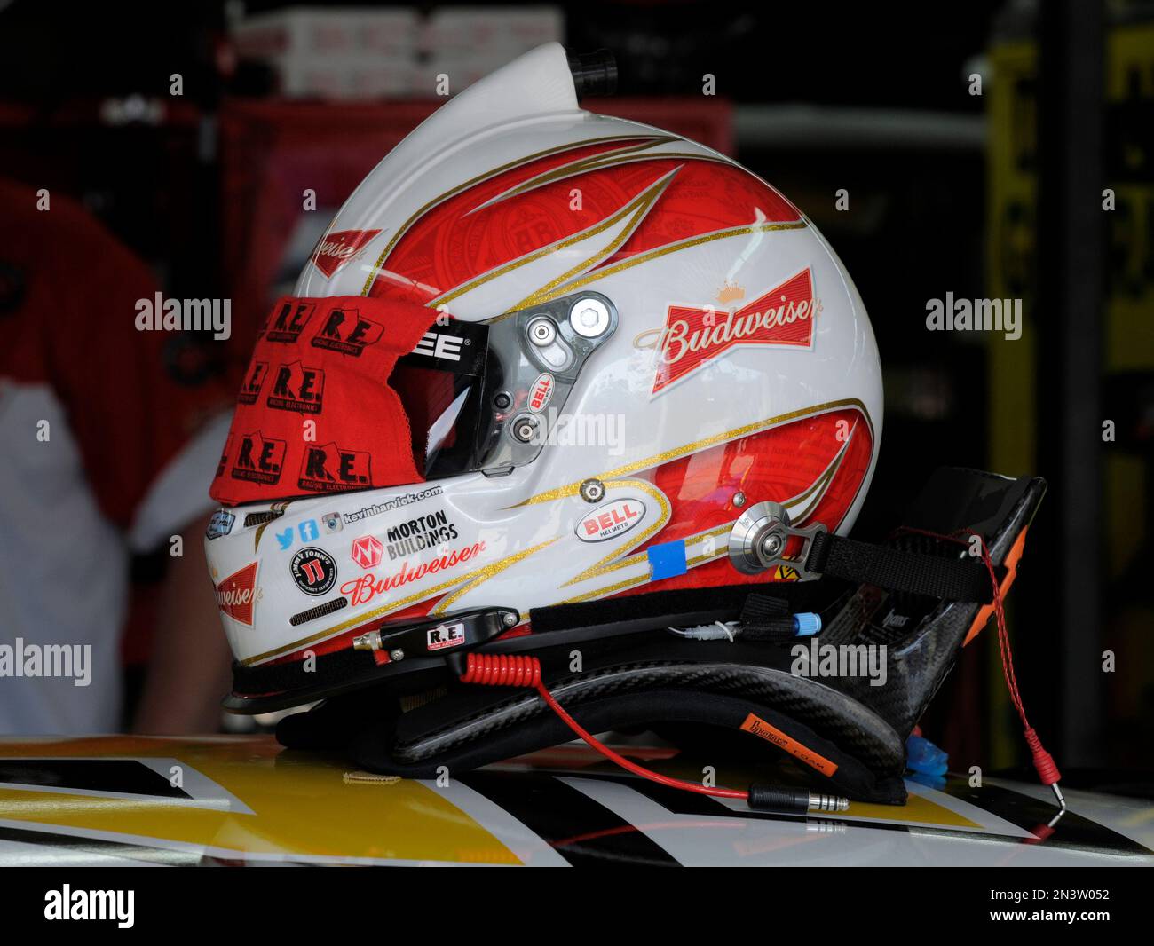 Kevin Harvick's helmet is shown before practice for Saturday's NASCAR ...