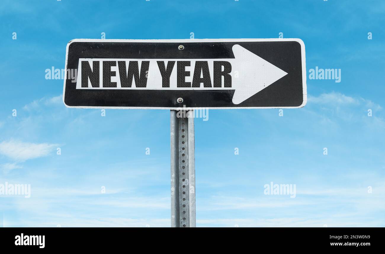 Advertising sign with new year text, arrows sign with new year text ...
