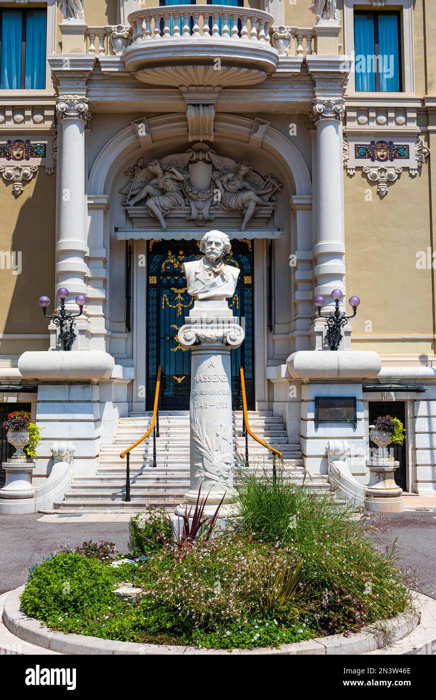 Marble statue Jules Emile Frederic Massenet at the entrance of the ...