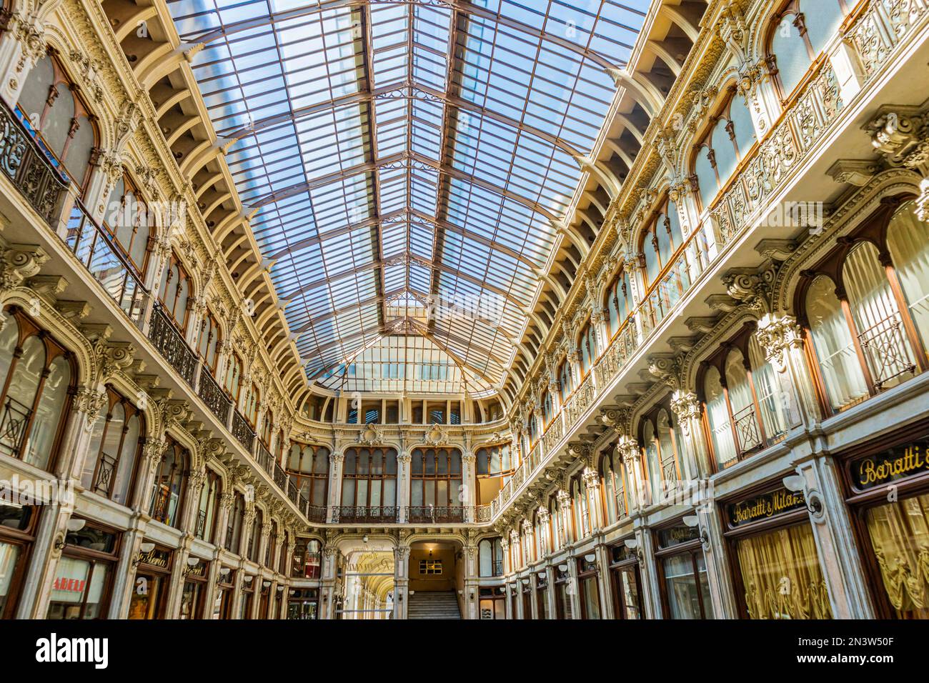 Skylight of Galleria Subalpina, Piazza Carlo Alberto, Turin, Piedmont ...