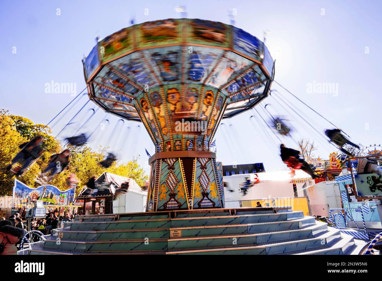 Chain carousel, amusement ride, Kathreinermarkt, Kempten, Allgaeu ...