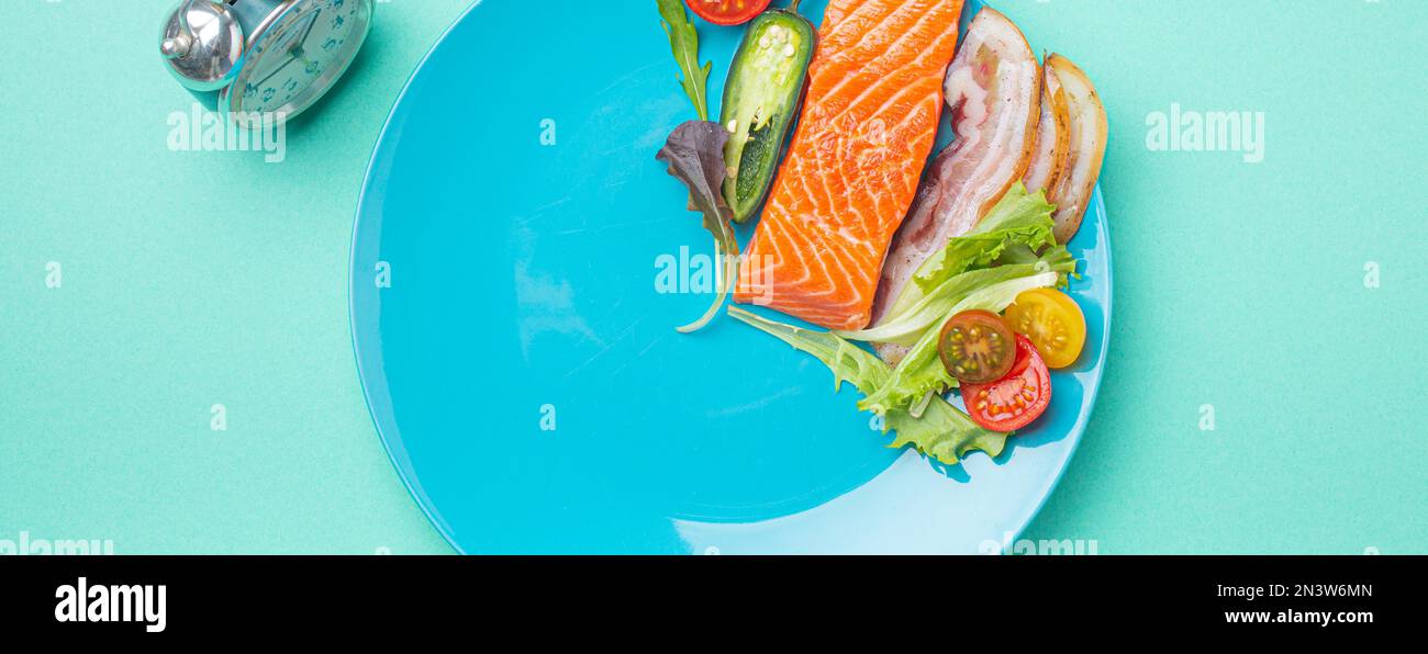 Intermittent fasting low carb hight fats diet concept flat lay, healthy ...
