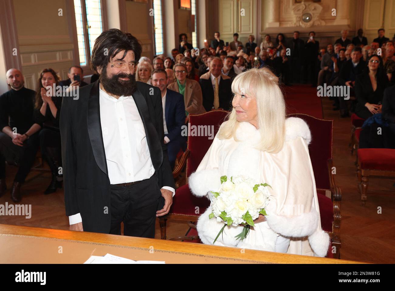 Marek Halter and Marianne Weitzmann attend the wedding of Marek Halter ...