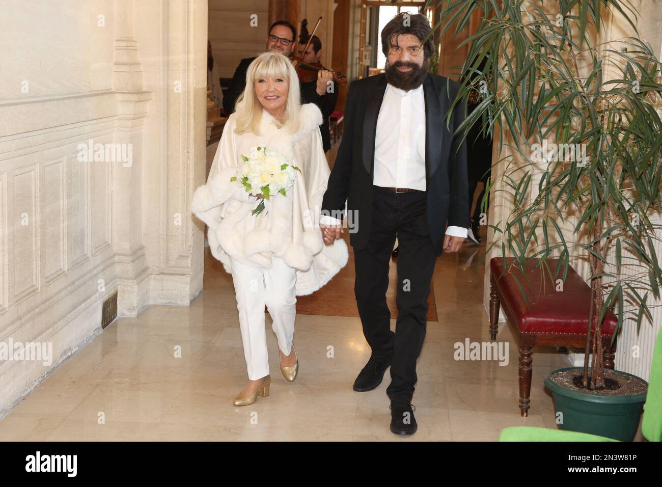 Marek Halter and Marianne Weitzmann attend the wedding of Marek Halter ...