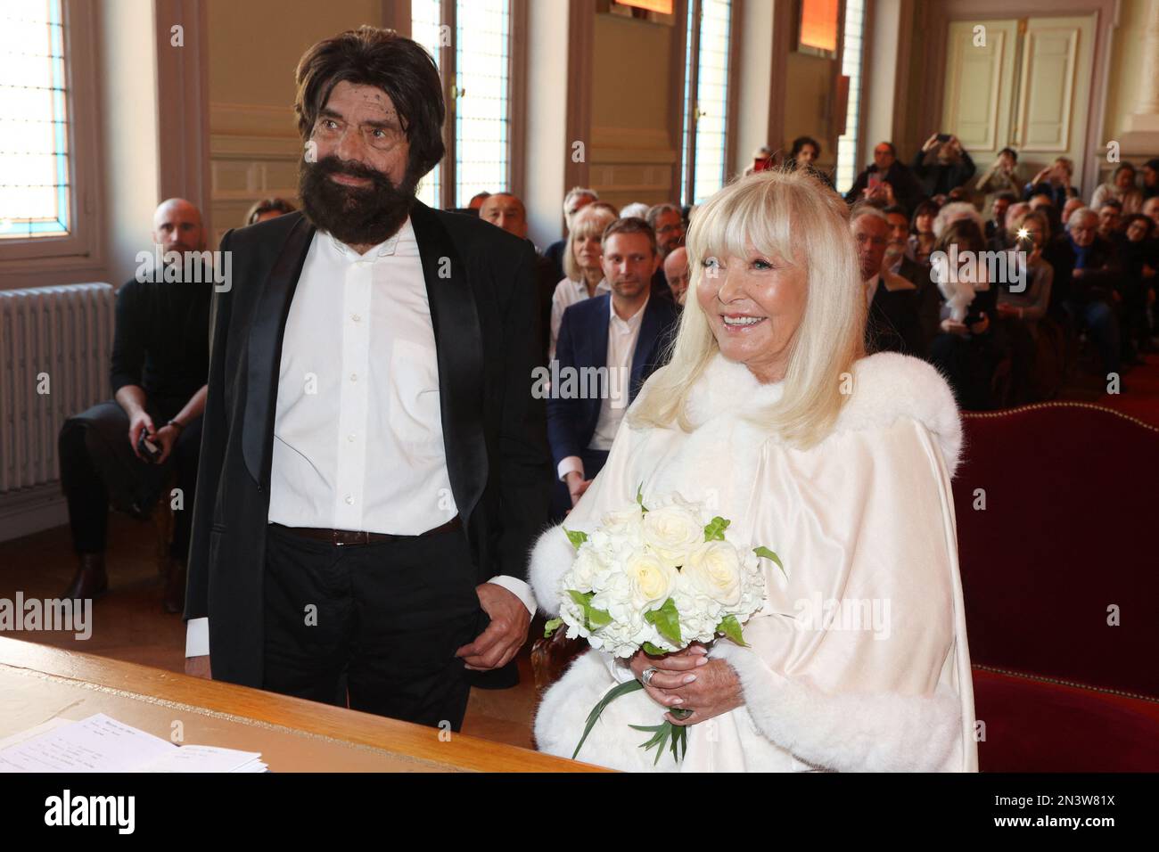 Marek Halter and Marianne Weitzmann attend the wedding of Marek Halter ...