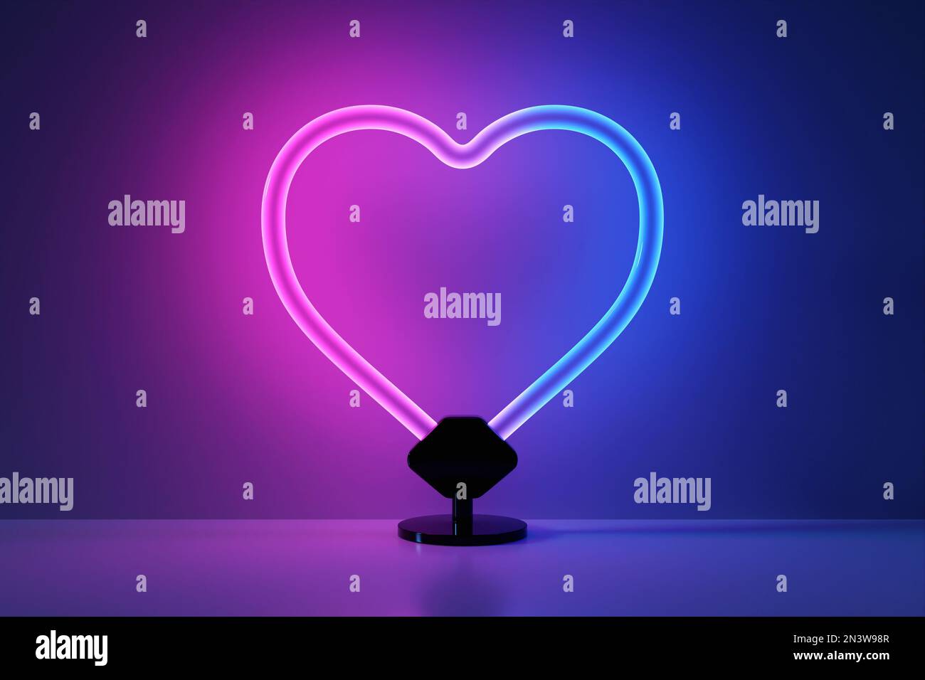 3d illustration realistic neon heart sign for decoration and covering ...