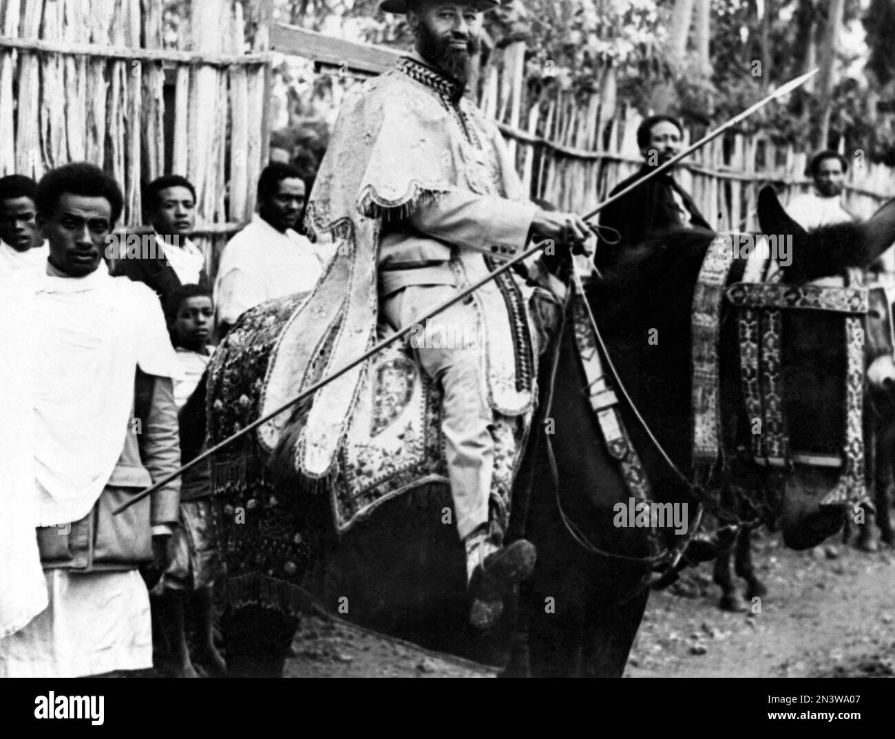 Dejazmach Hapte Mikael, an Abyssinian general, mounted on his mule and ...