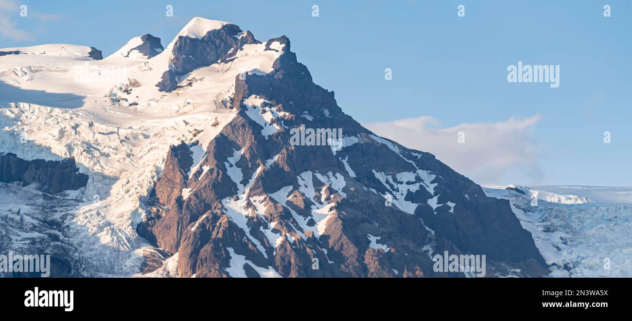 Glaciated peak, Mount Kristinartindr, Vatnajoekull National Park ...