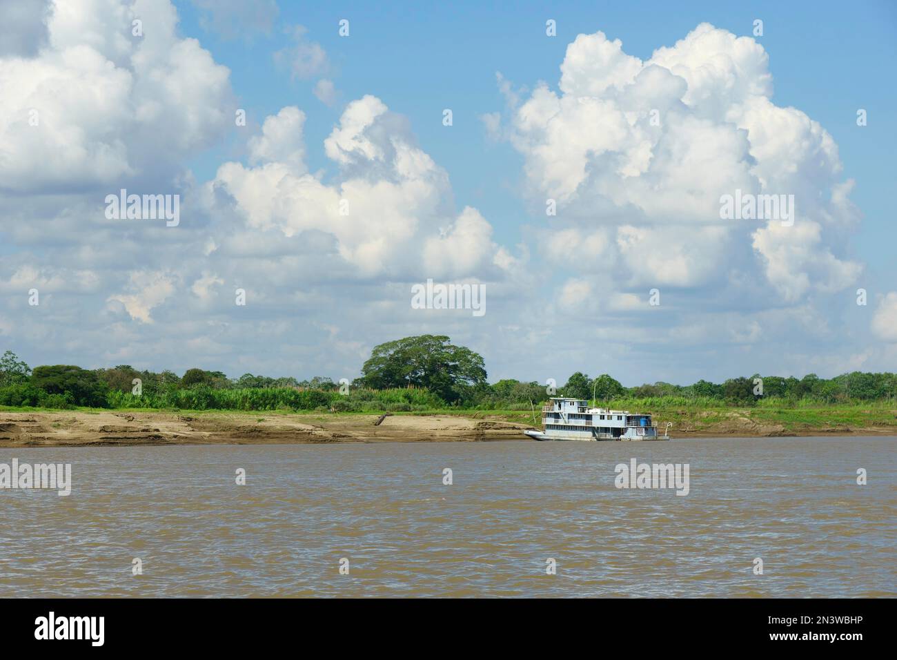 Boat on the banks of the Rio Mamore, near Trinidad, Department of Beni ...