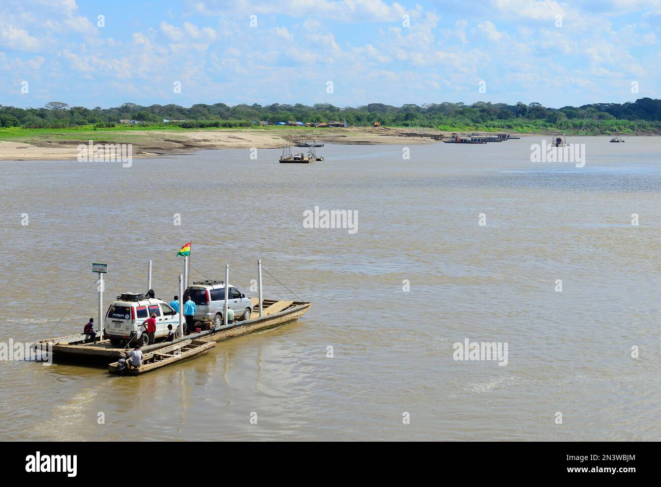 Simple ferry across the Rio Mamore, near Trinidad, Department of Beni ...