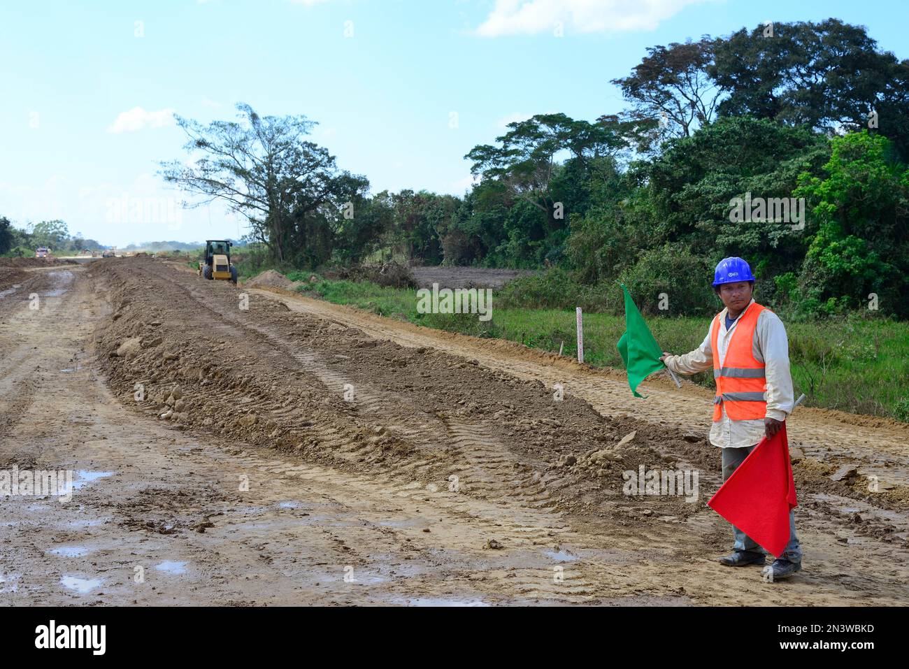 Muddy construction site on Ruta Nacional 3, near San Ignacio de Moxos ...