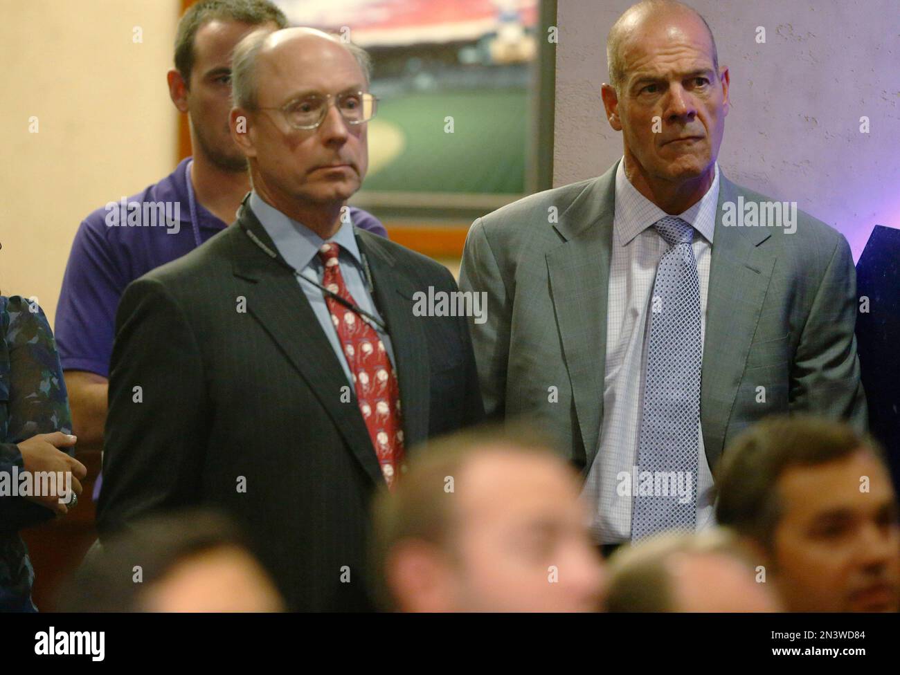 Hal Roth, left, general counsel for the Colorado Rockies, joins co ...