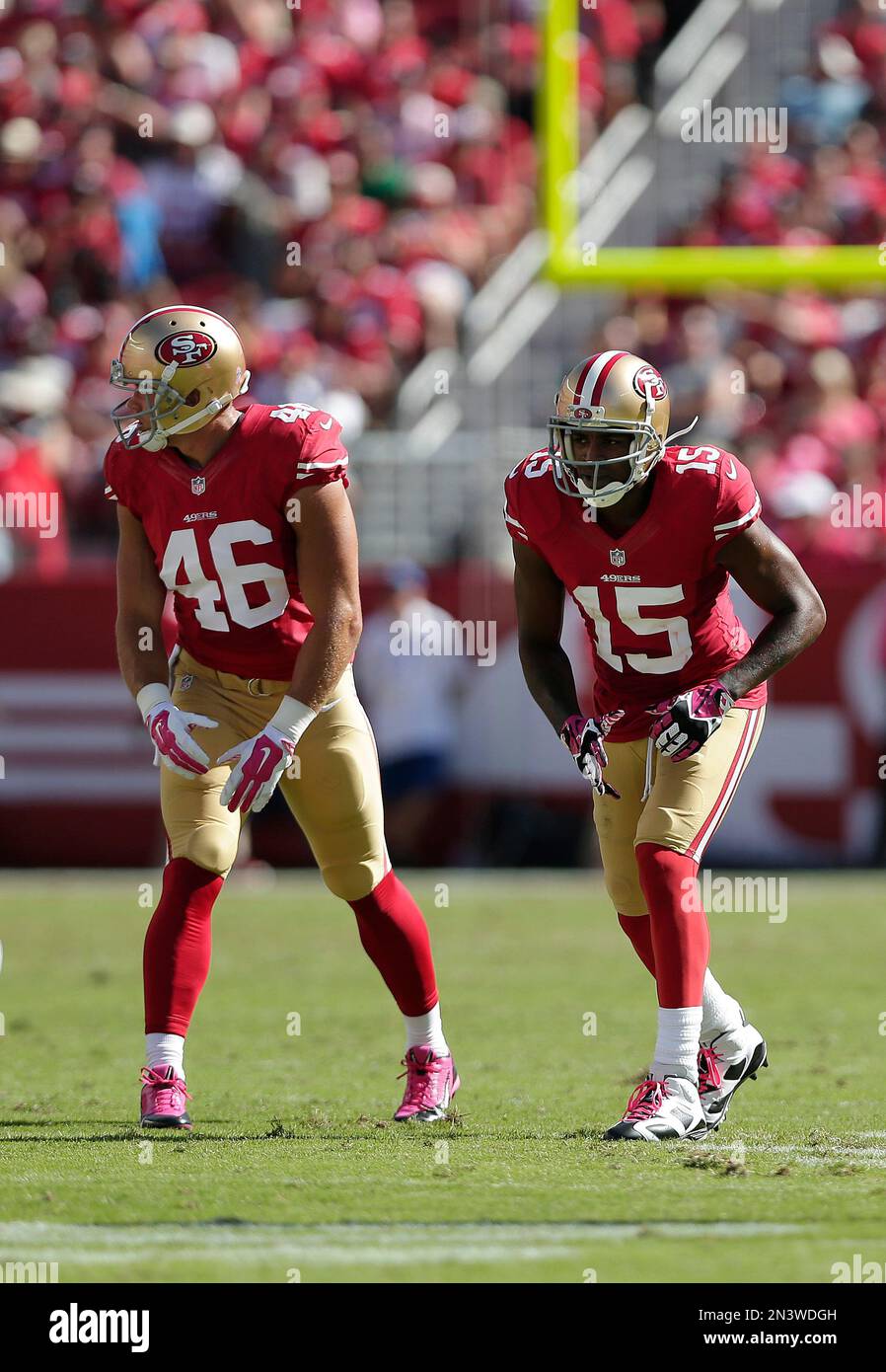 San Francisco 49ers tight end Derek Carrier (46) and wide receiver ...