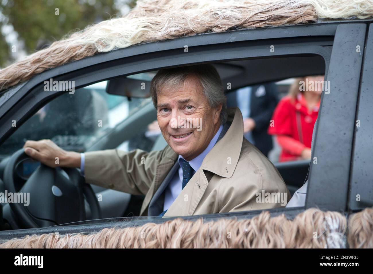 Vincent Bollore, head of the Bollore Group, sits in a customized ...