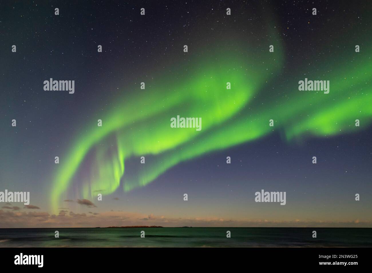 Aurora borealis in winter Scandinavian landscape, northern lights ...