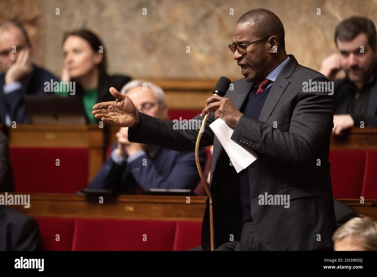 Deputy, Max Mathiasin attends a session of Questions to the Government ...