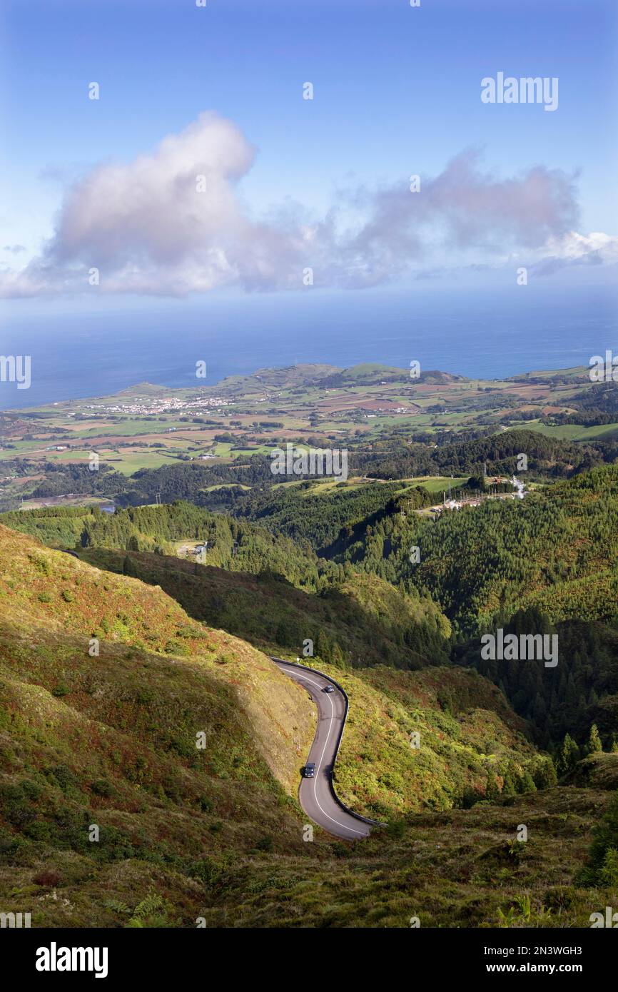 Mountain road to Lagoa do Fogo and the summit of Pico Barrosa, Sao ...