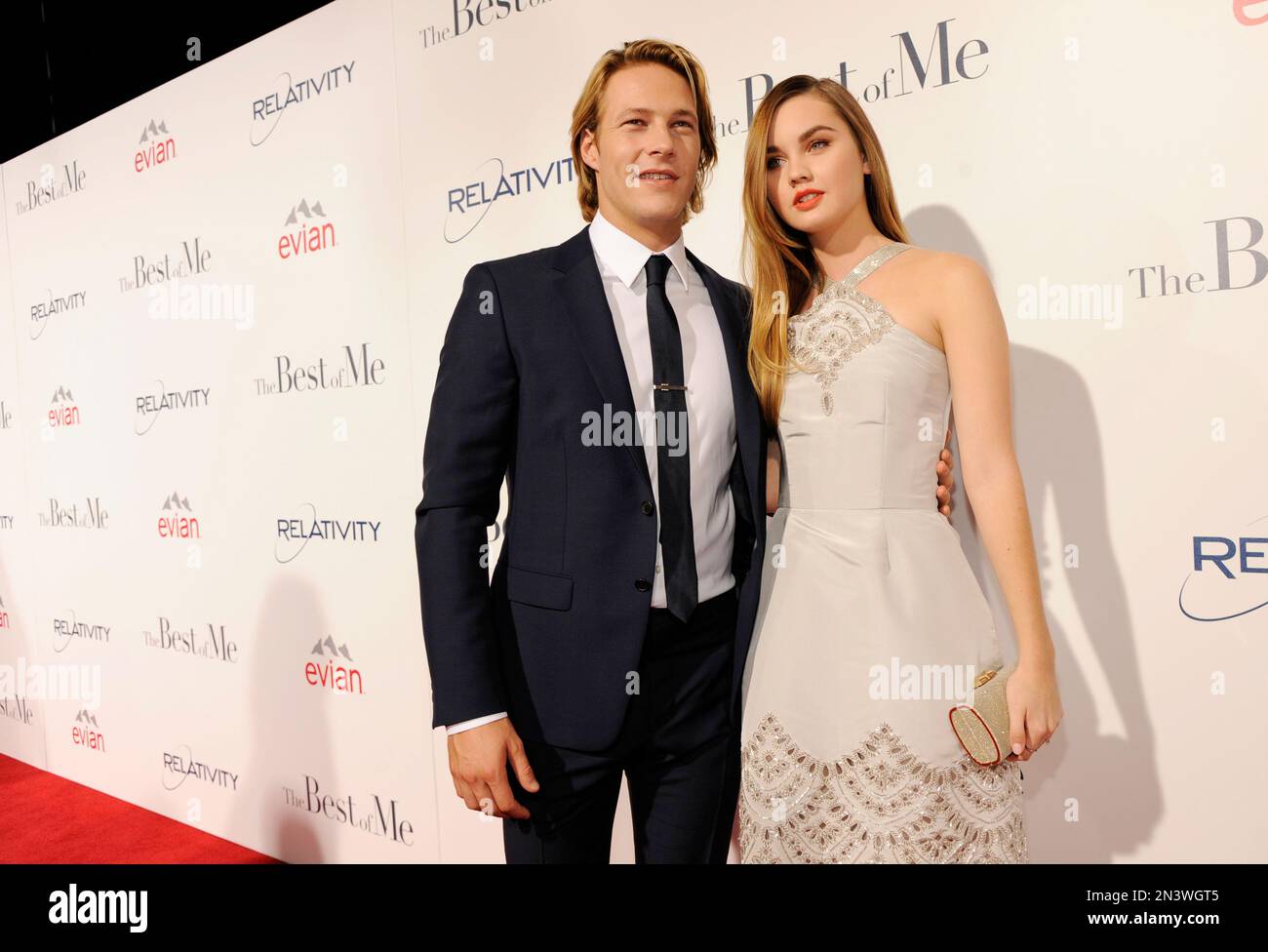 Luke Bracey, left, and Liana Liberato, cast members in "The Best of Me ...